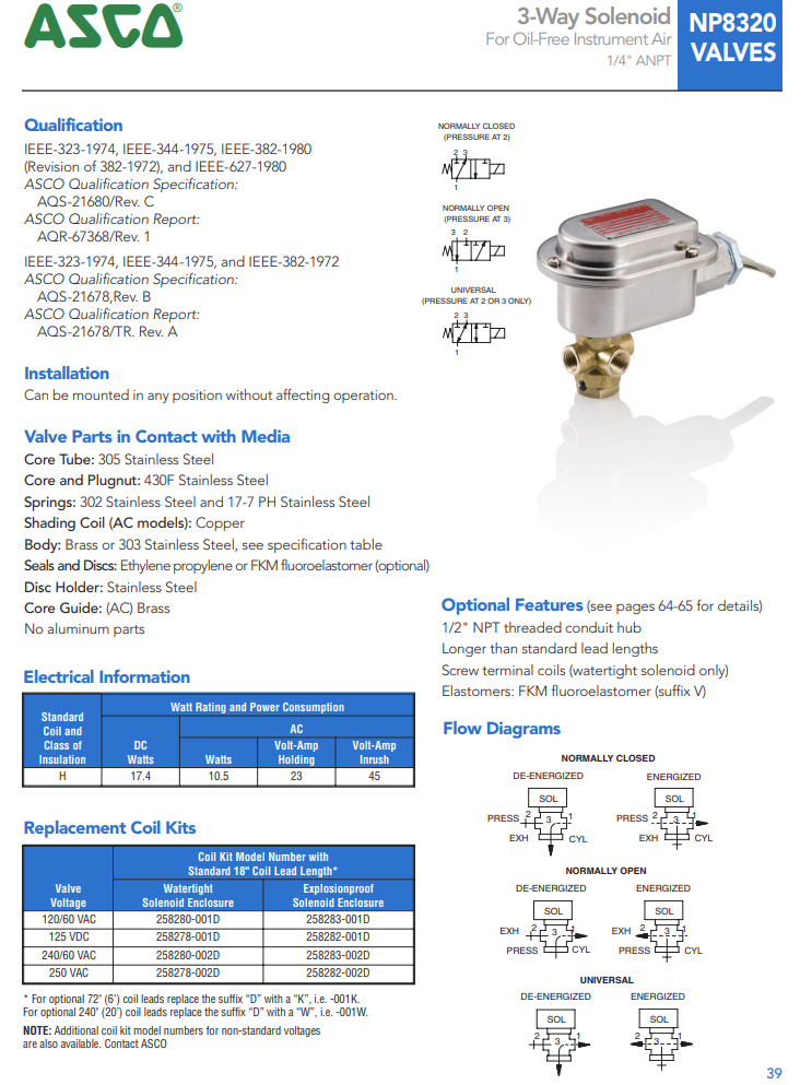 ASCO 3-way solenoid valve series: NP8320 - Cao Đạt TAE Co.,LTD